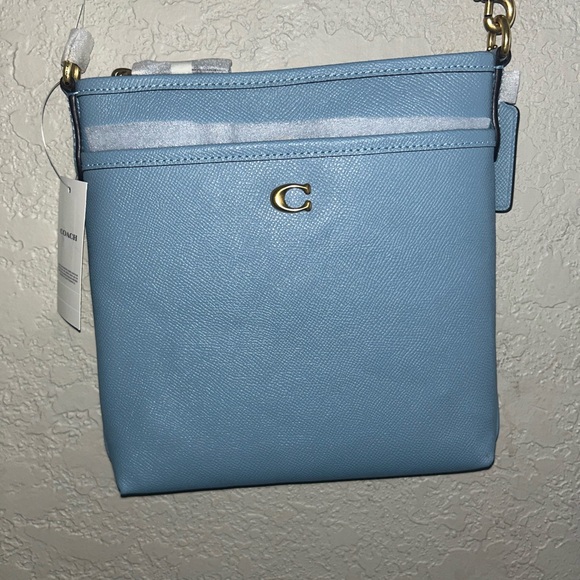 Coach | Bags | Coach Sky Blue Crossbody Bag With Gold Details | Poshmark